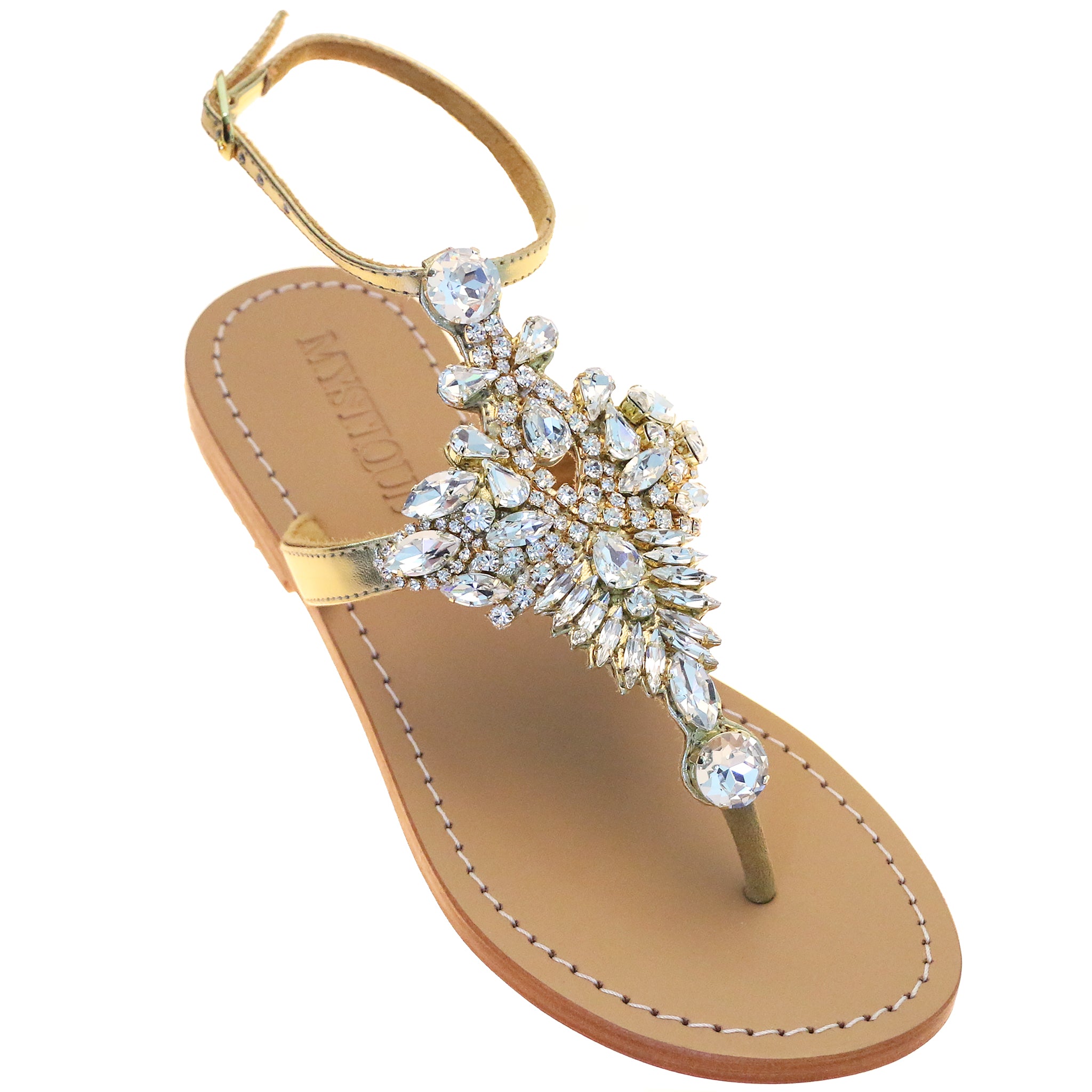 Bal Harbour Womens Gold Bridal Jeweled Sandals Mystique Sandals